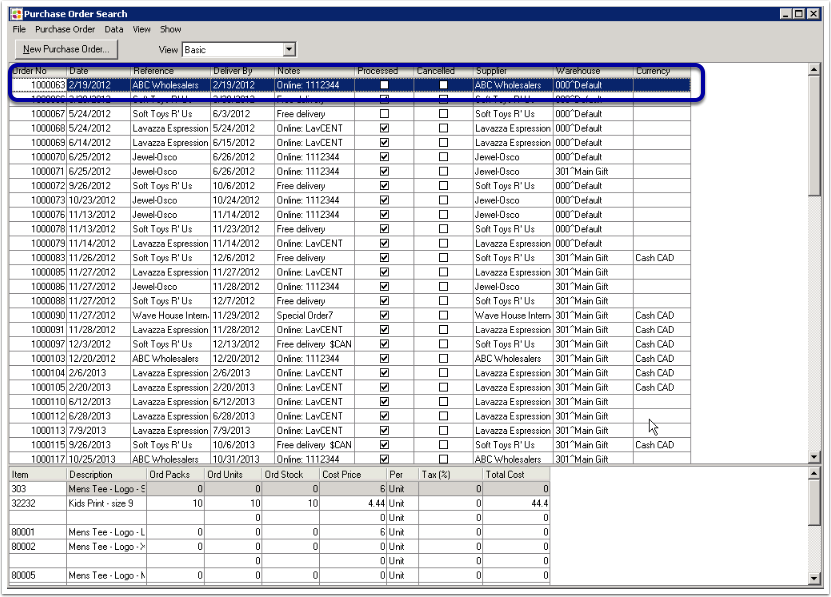 Enterprise: Purchase Order Grid - Size & Color