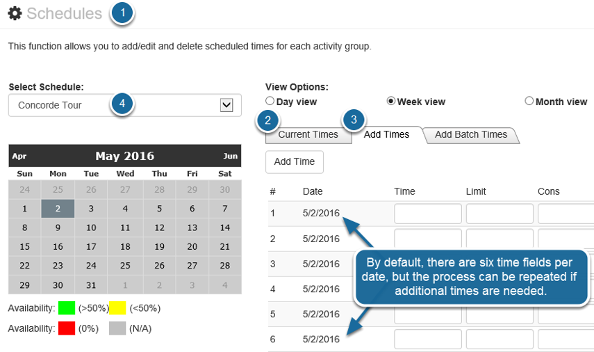 Outbound/Ascent: How to Add a Schedule With Individual Dates and Times